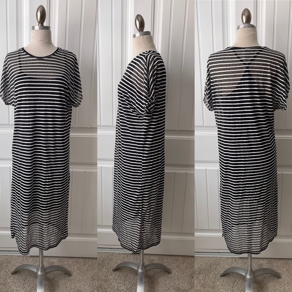 April Spirit | Dresses | April Spirit Black And White Striped Midi ...